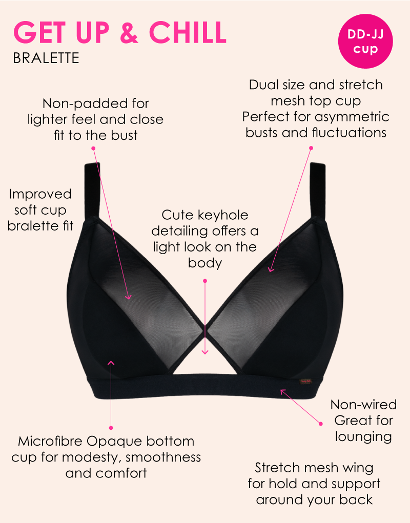 Curvy Kate Get Up and Chill Non-Wired Bralette Black – Curvy Kate CA